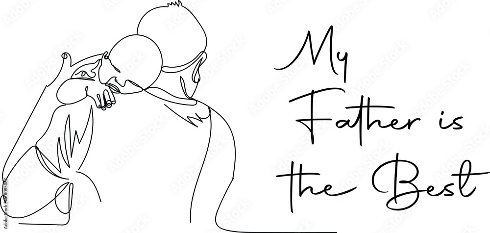 Vector de Stock Outline sketch of back view of young father holding his ...