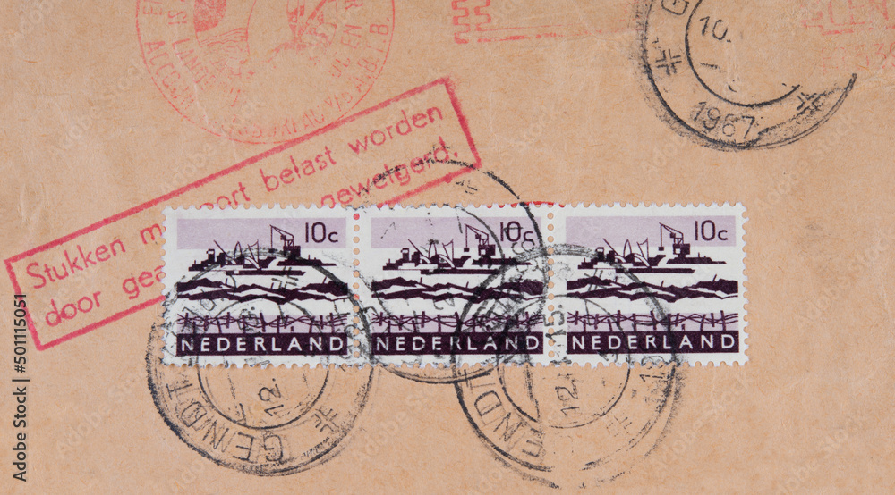 Foto de Stock briefmarke stamp vintage retro alt old used gebraucht ...