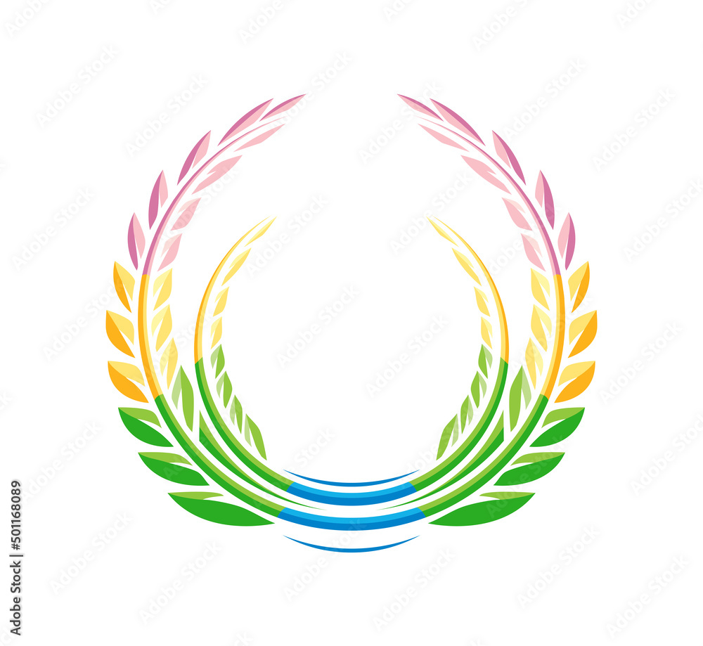 Floral frame with laurel wreath. Award or victory sign. Heraldry emblem ...