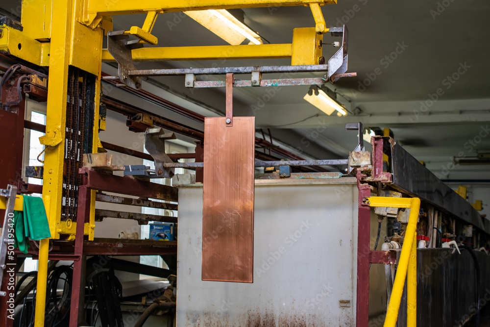 new galvanic copper anode for electrolysis Stock Photo | Adobe Stock