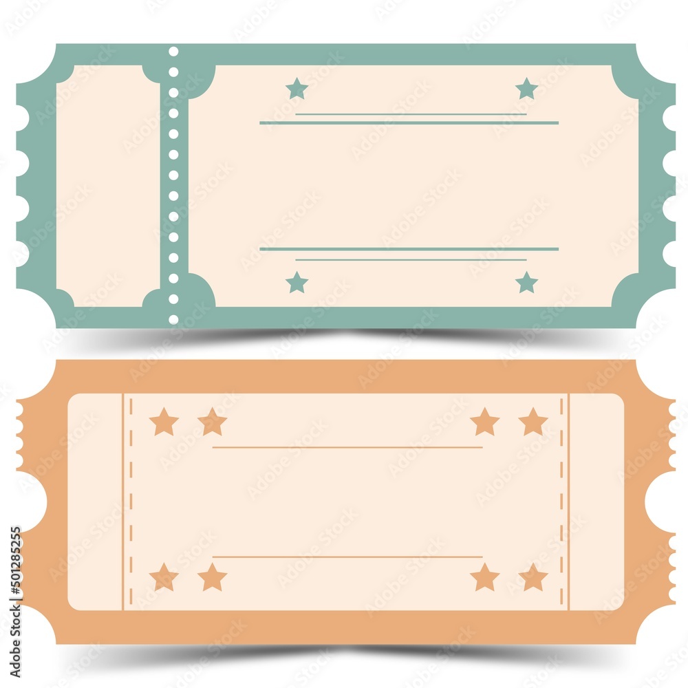 set of vintage frames. Set blank ticket template. Concert ticket ...