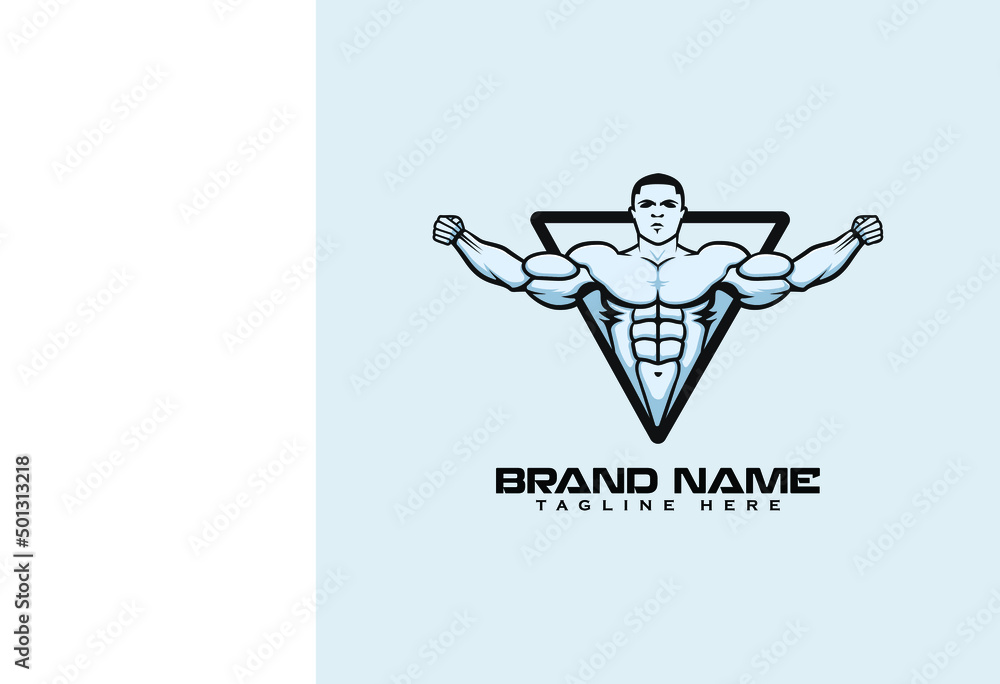 V shape bodybuilding , muscles, biceps pose, vector illustration Stock ...