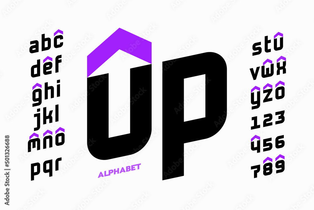 Up and Down arrow symbols modern fonts design, alphabet letters and ...