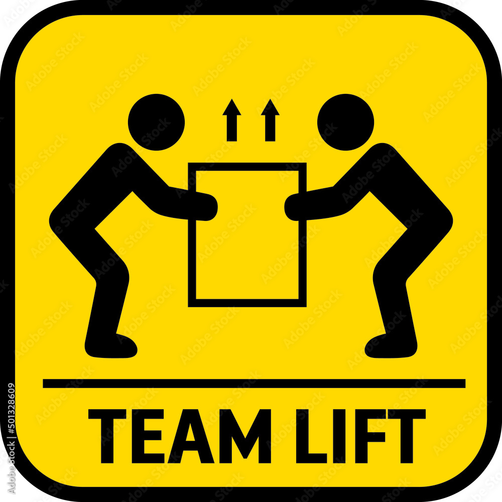 Packaging symbol to indicate heaviness and needs two people to lift ...