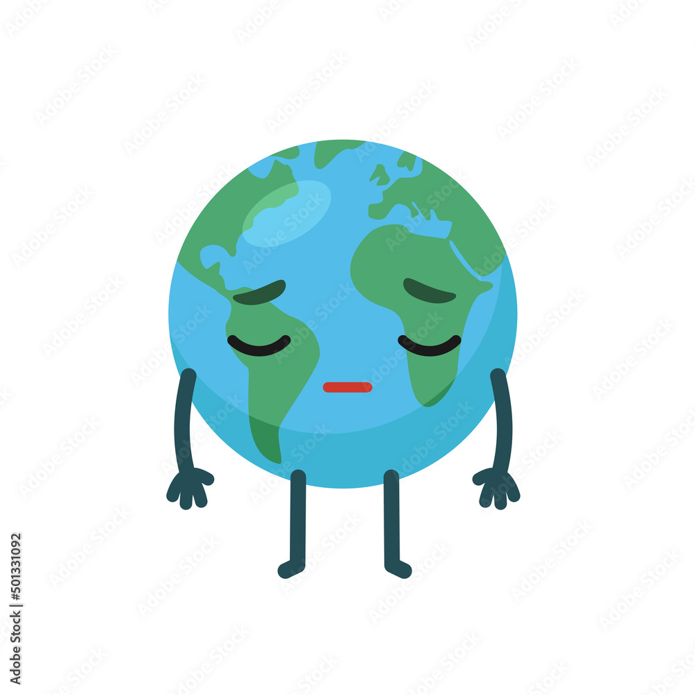 Sad character emotional planet earth. Environment day concept. Stock ...