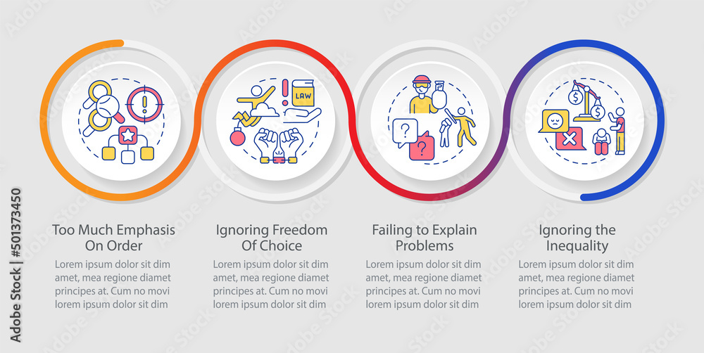 Social institutions disadvantages loop infographic template. Data ...