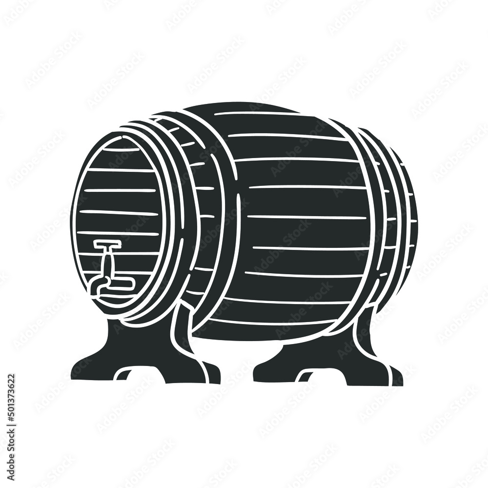 Wine Barrel Icon Silhouette Illustration. Pub Vector Graphic Pictogram ...