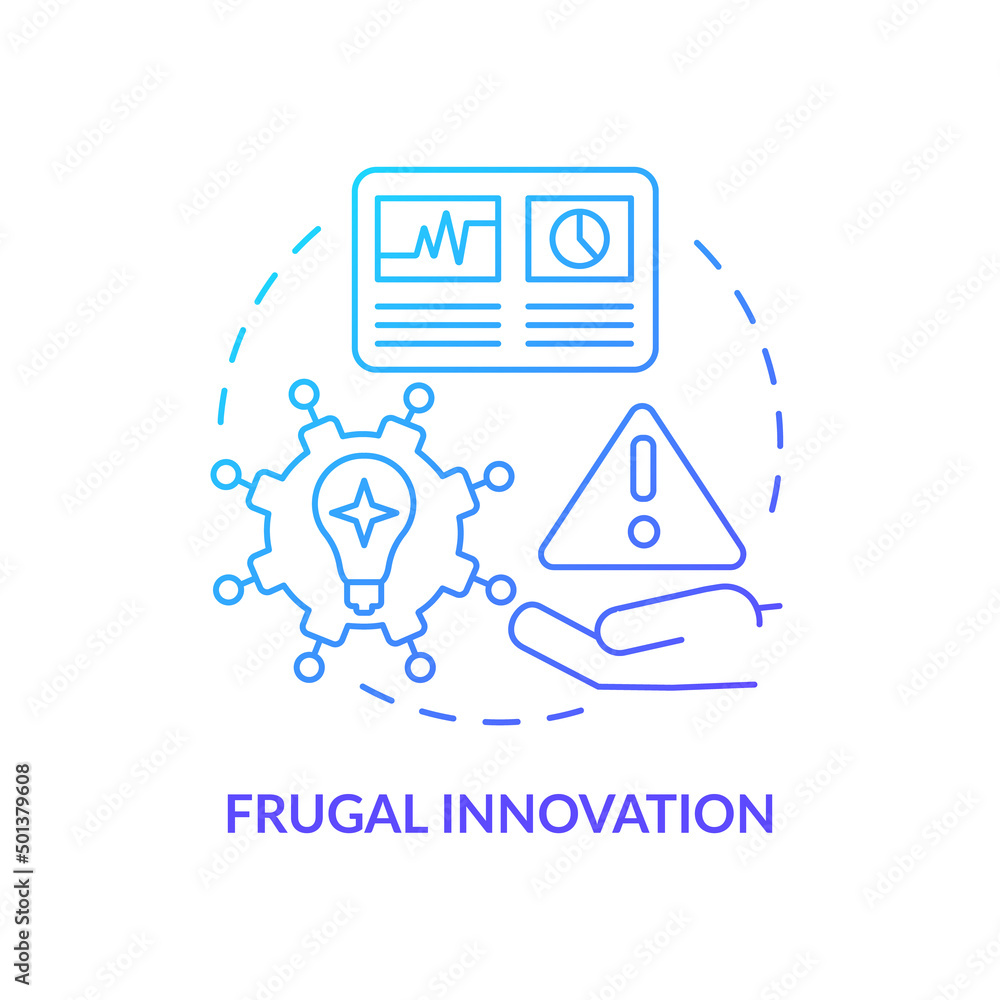 Frugal innovation blue gradient concept icon. Future of innovation ...