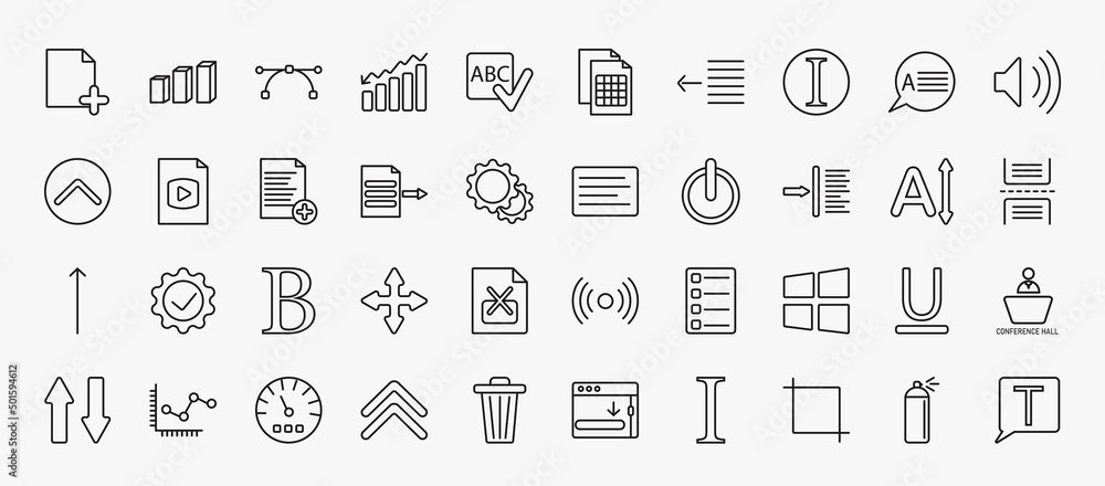 Image vectorielle Stock set of 40 user interface icons in outline style. thin line icons such as ...