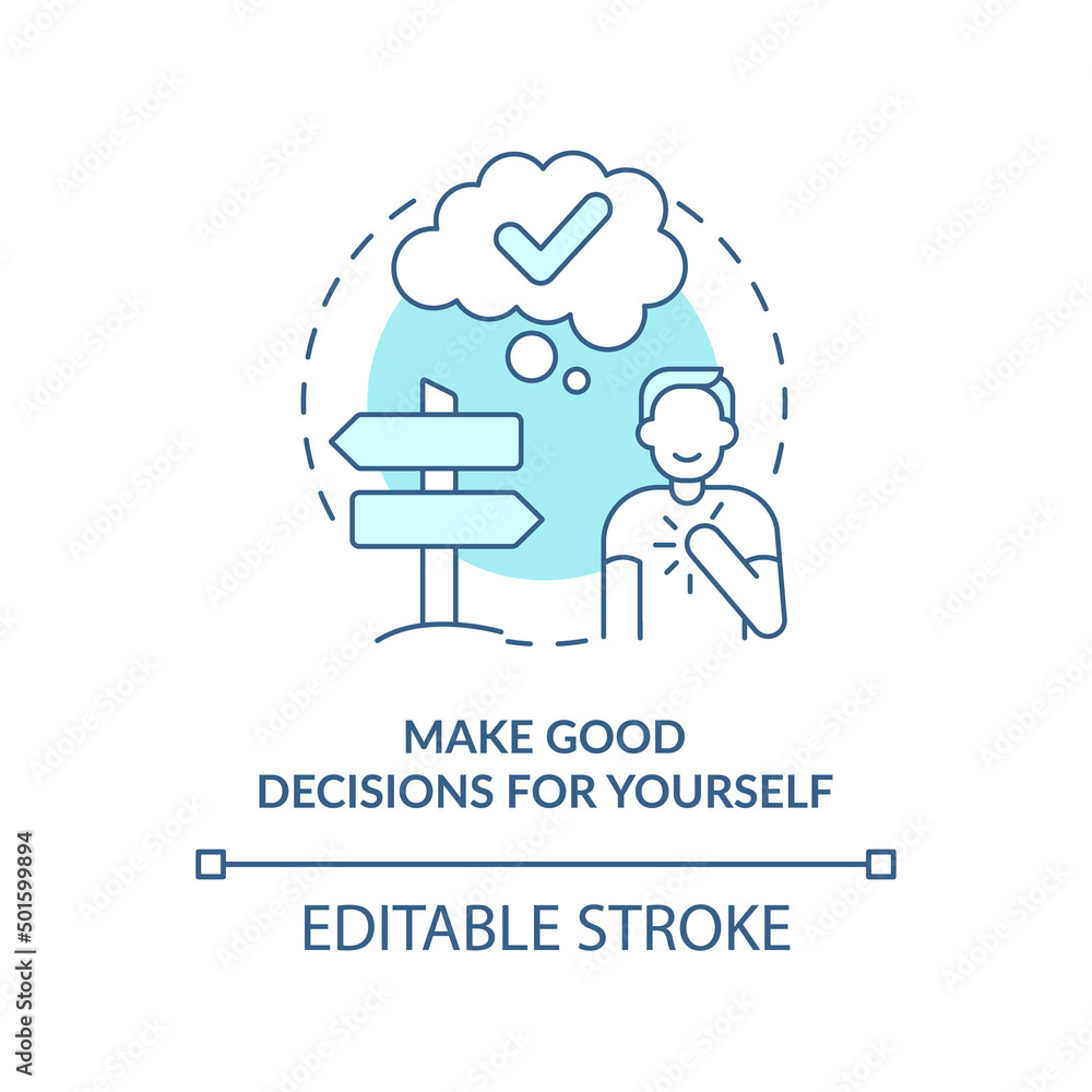 Make good decisions for yourself turquoise concept icon. Way to self ...