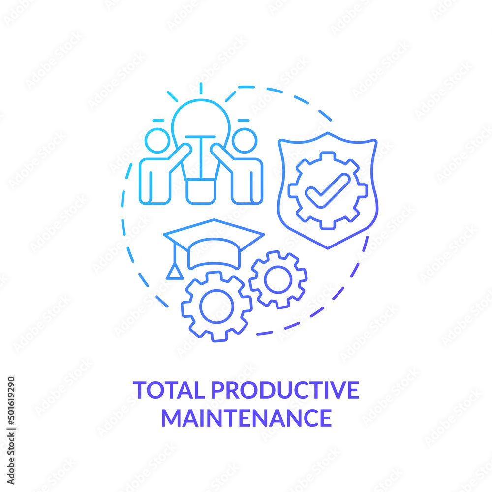 Vector de Stock Total productive maintenance blue gradient icon. Machine industry. Lean ...