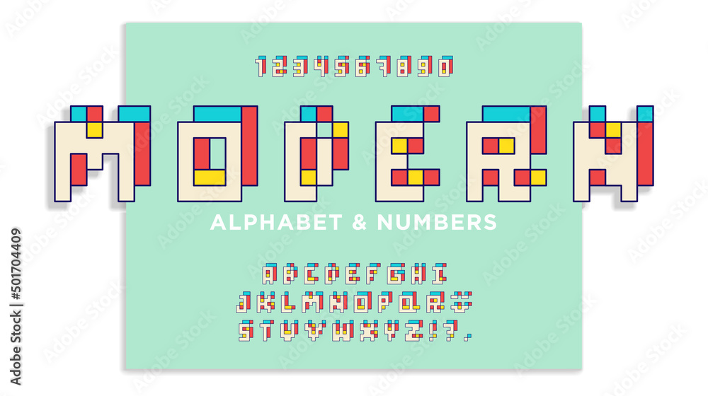 Colorful pixel alphabet, stained glass font, mosaic. Retro pixel font ...