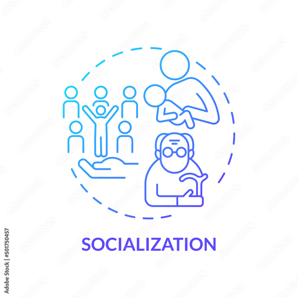 Image vectorielle Stock Socialization blue gradient concept icon ...