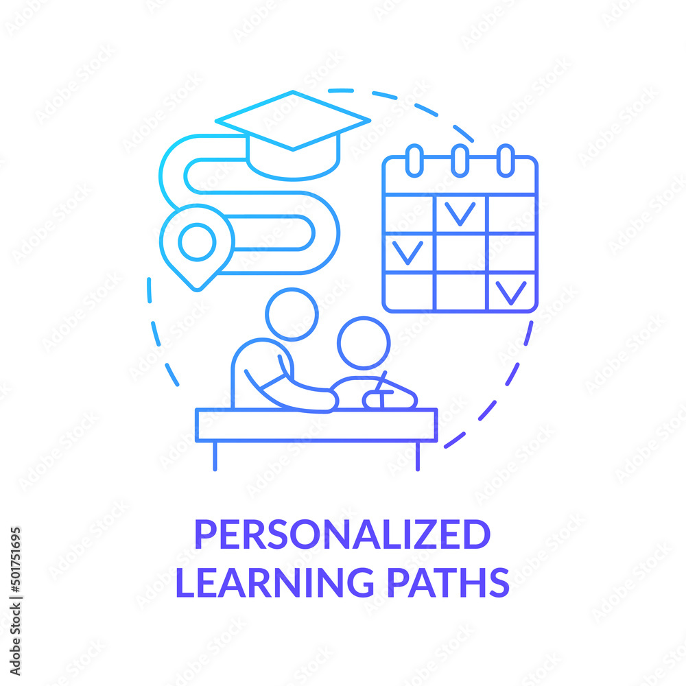 Arkistovektori Personalized learning paths blue gradient concept icon ...