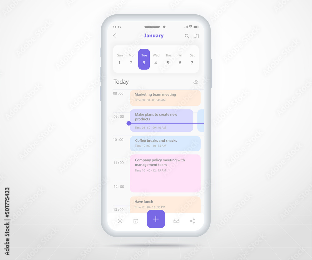 Mobile app calendar planner concept, Appointment calendar template UI ...