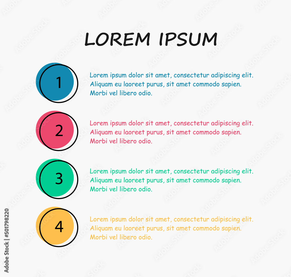 4 step colorful list. Minimalist infographic. Universal 4 options ...