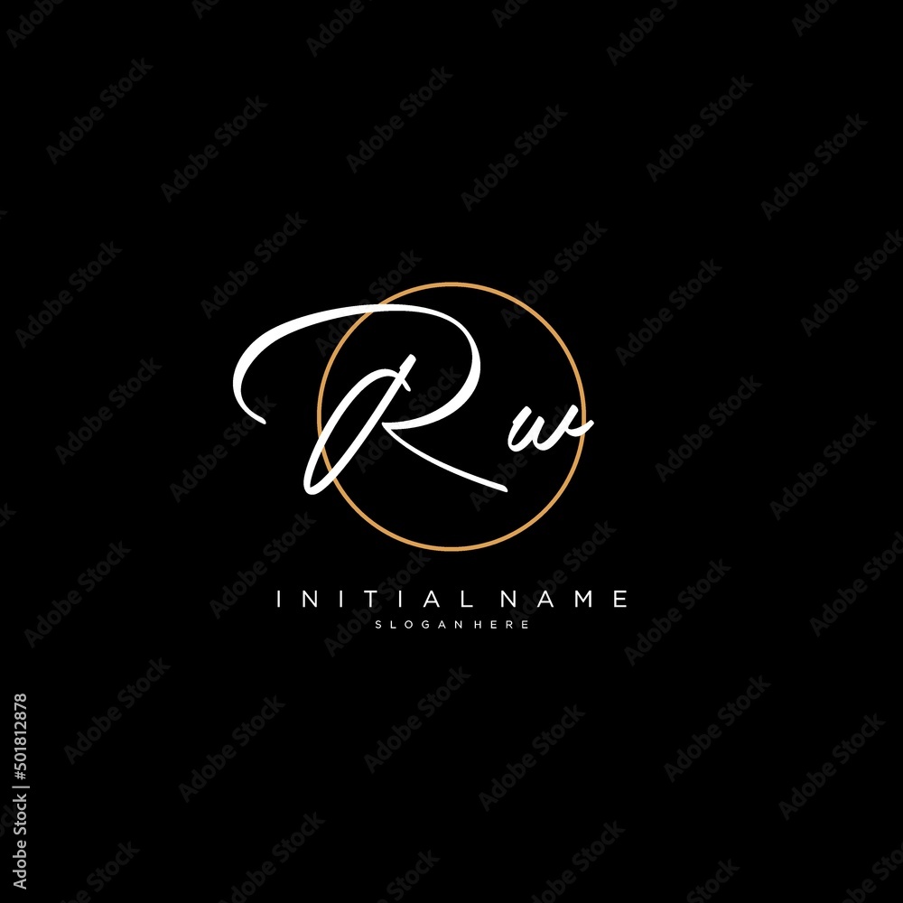 Initials RW logo monogram with simple circle line style Stock Vector ...
