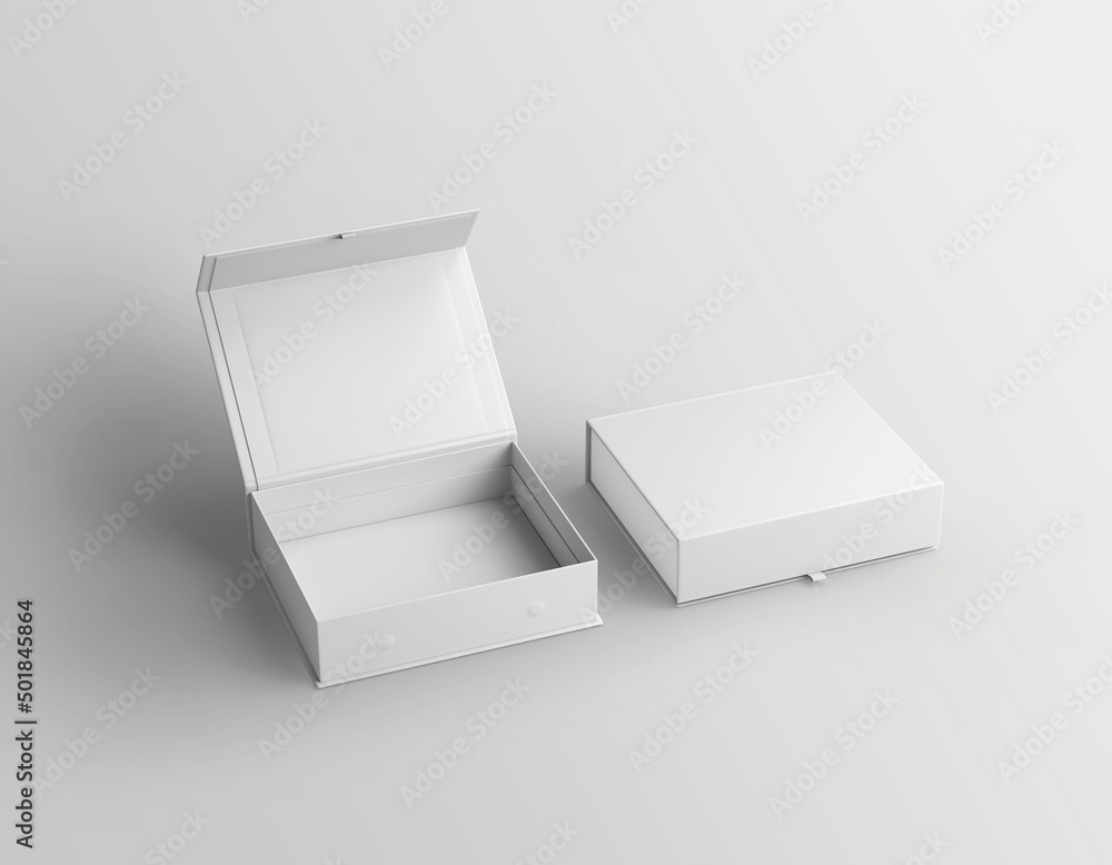 Two open and close magnetic gift box placed on isolated background ...