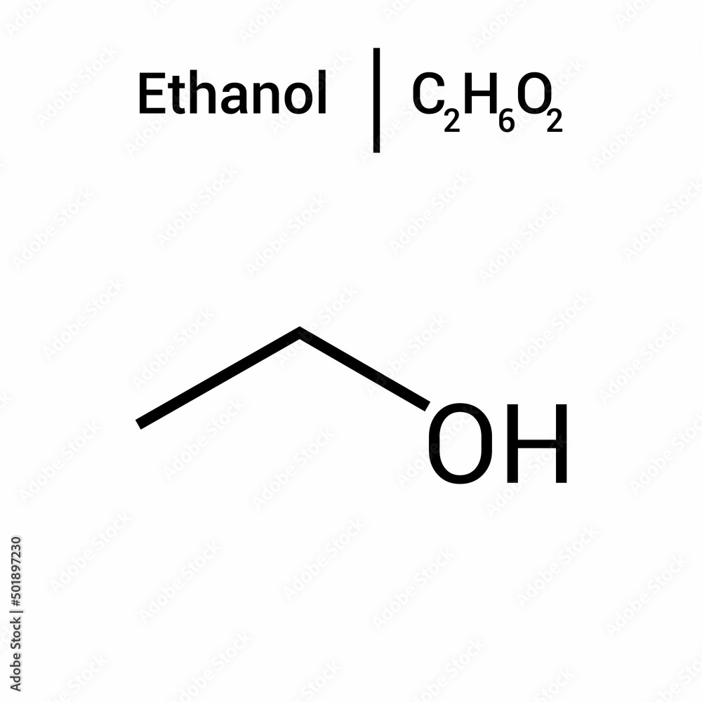 chemical structure of ethanol (C2H6O) Stock Vector | Adobe Stock