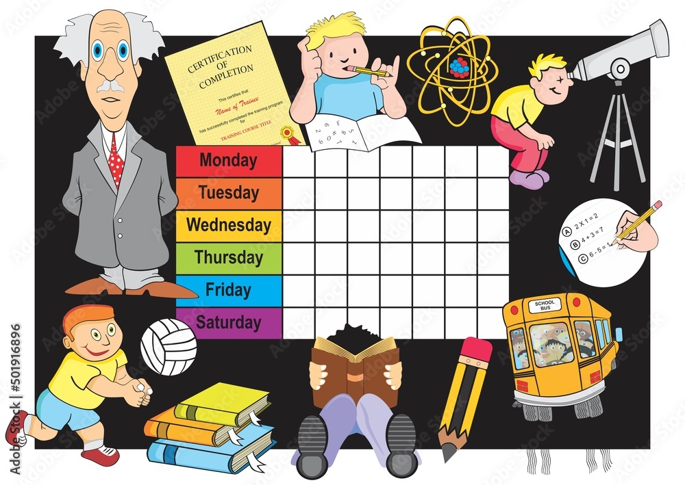 School classroom timetable with amazing drawing surroundings back to ...