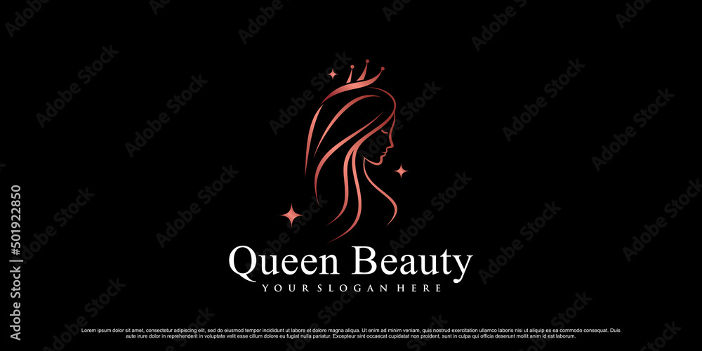 Beauty queen icon logo design inspiration for women with line art style ...