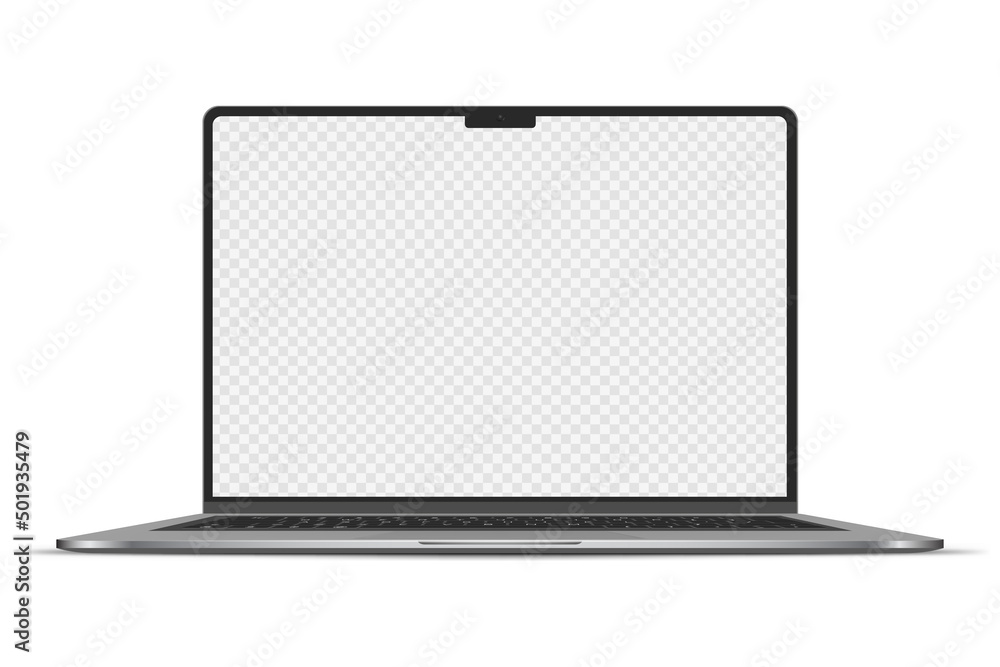 Image vectorielle Stock Realistic Darkgrey Notebook with Transparent Screen Isolated. New Laptop ...