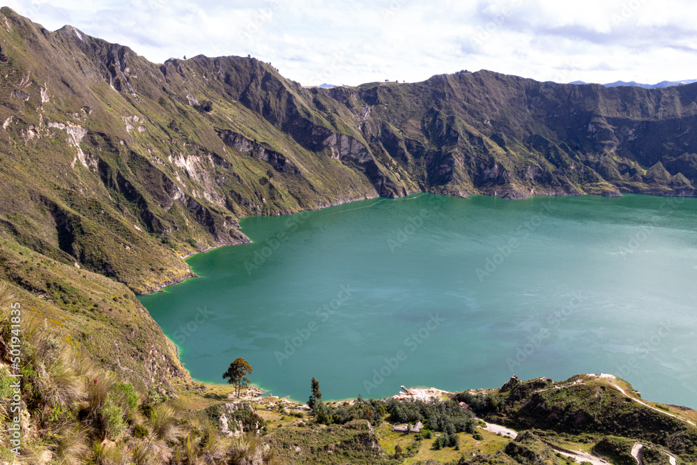 Lake Quilotoa is a water-filled caldera of eponymous volcano Quilotoa ...