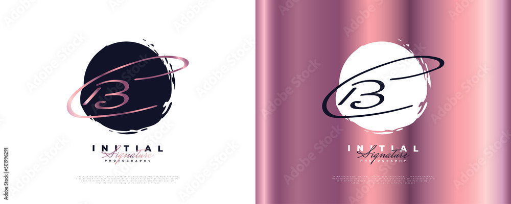 Initial C and B Logo Design in Fancy Pink Handwriting Style. CB ...