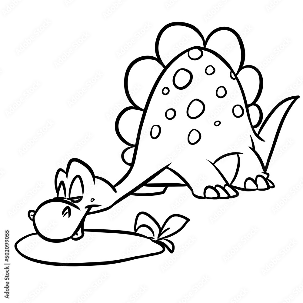 Dinosaur cute little stegosaurus drinking water coloring page cartoon ...