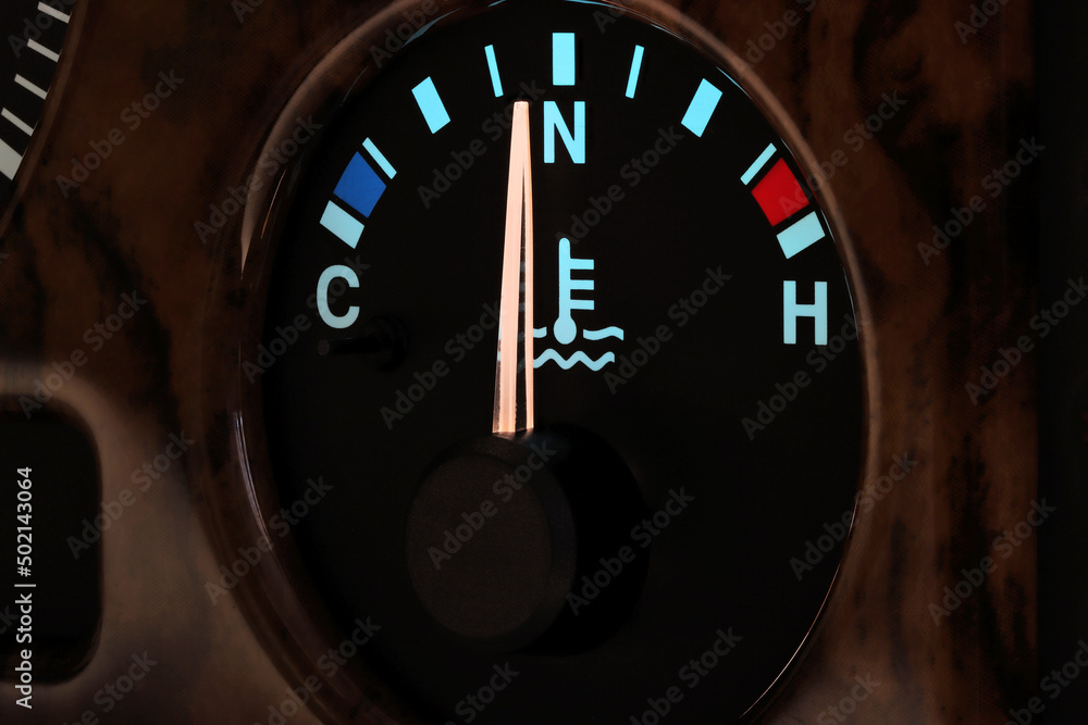 temperature gauge at normal operating temperature in car dashboard in ...