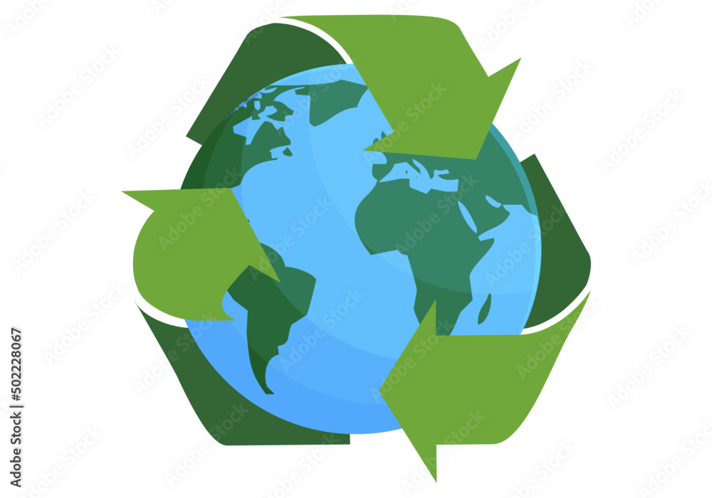 Icono de reciclaje sobre el planeta tierra. Stock Vector | Adobe Stock