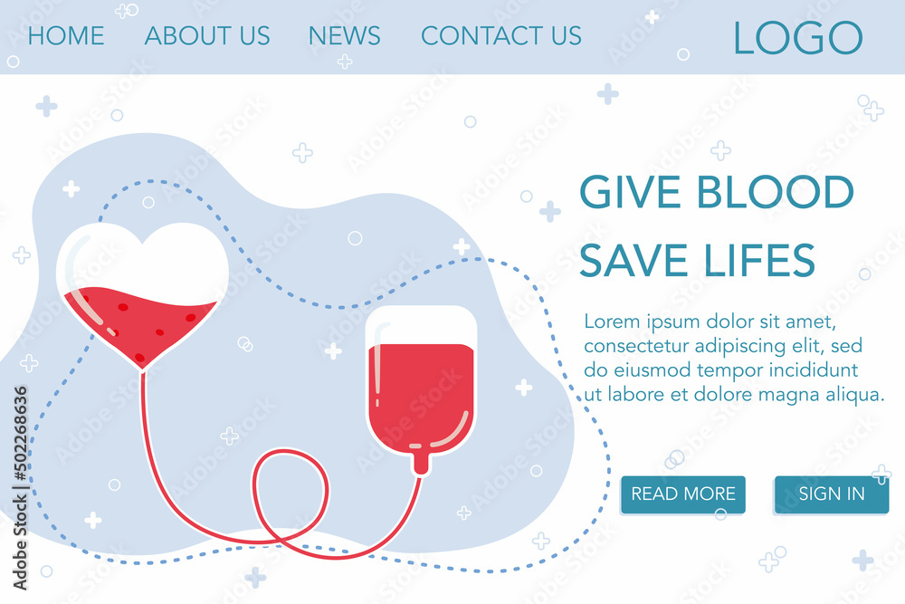 Web template website design banner Give blood Save life. Medical ...