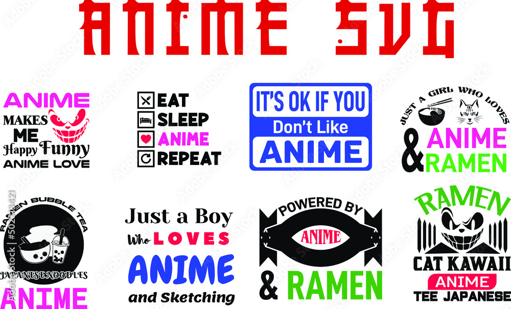 Vector de Stock Anime SVG Bundle, Anime Vector, Love, Manga, Anime pack ...