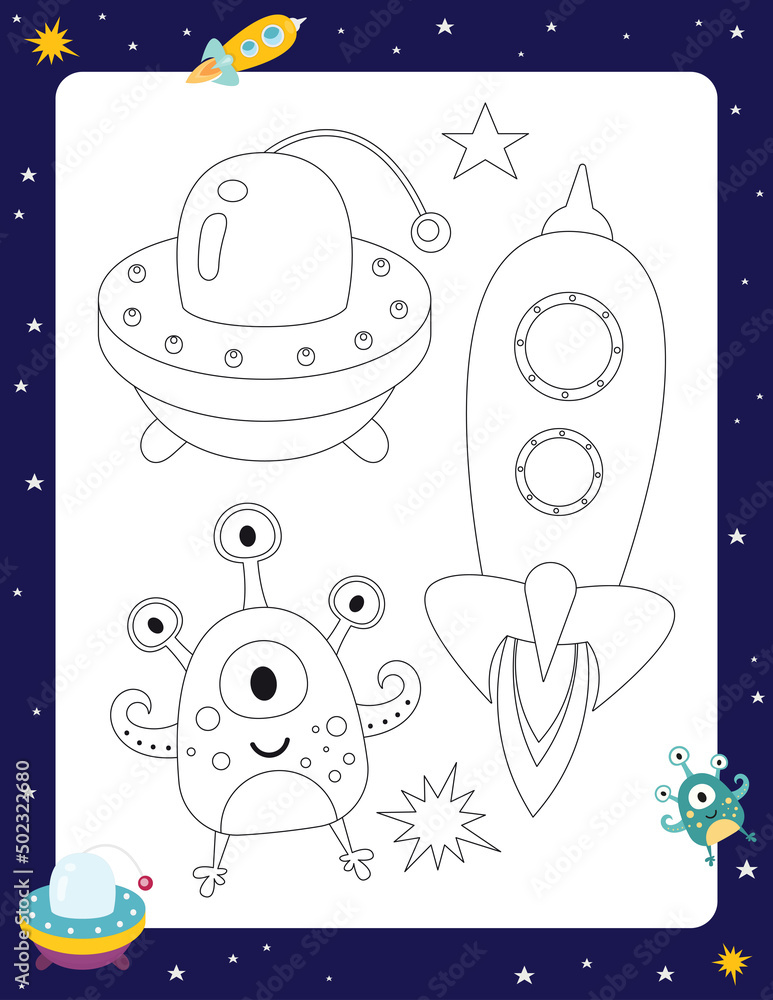 Image vectorielle Stock Space Activity pages for kids. Printable ...