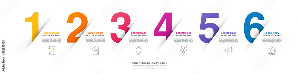 Modern vector flat illustration. Line infographic numbers template with ...