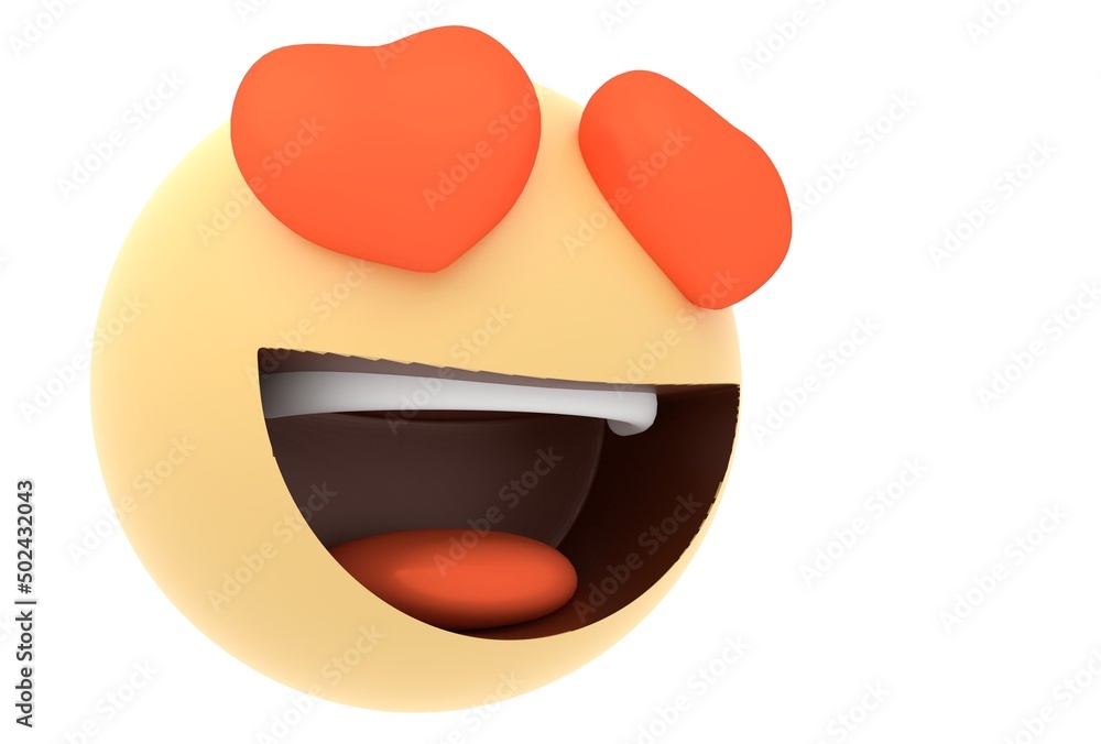 3D Emoji and emoticon face. Floating Emojis or emoticons with love eyes ...