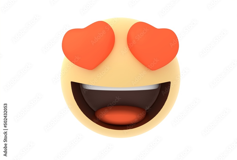 3D Emoji and emoticon face. Floating Emojis or emoticons with love eyes ...
