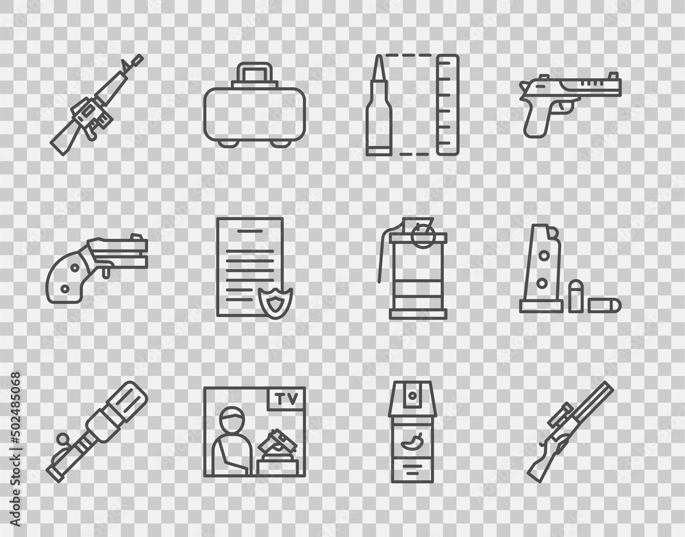Set line Anti-tank hand grenade, Hunting gun, Bullet, Advertising ...