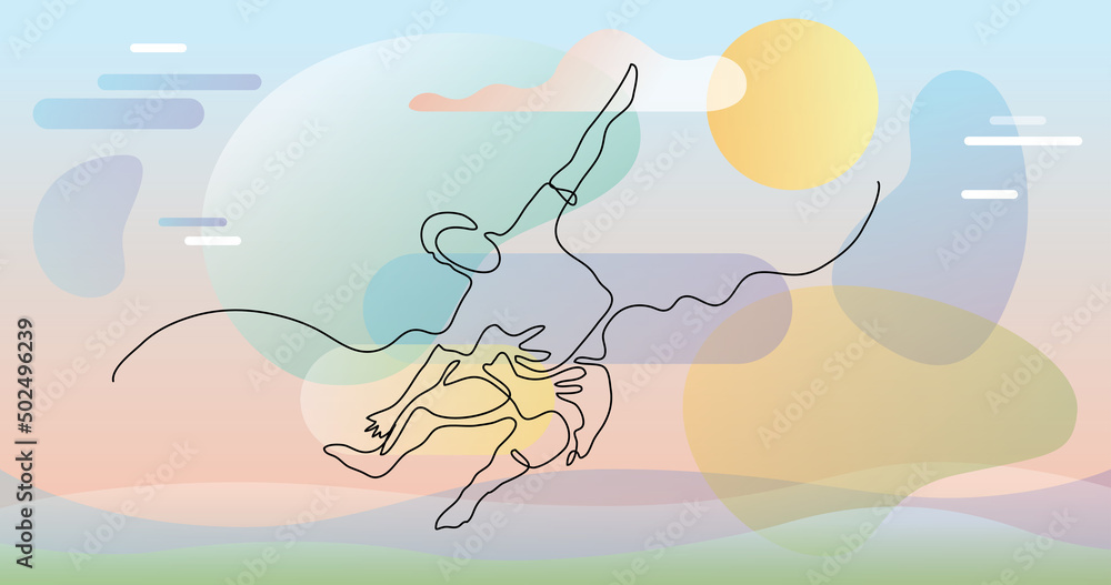 continuous line drawing of jumping flying man Stock Vector | Adobe Stock