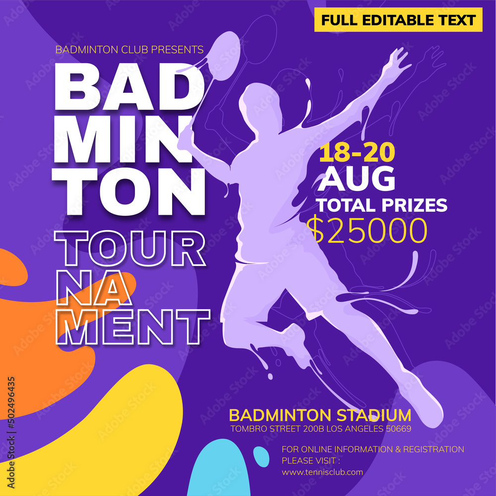 badminton tournament flyer design template Stock Vector | Adobe Stock