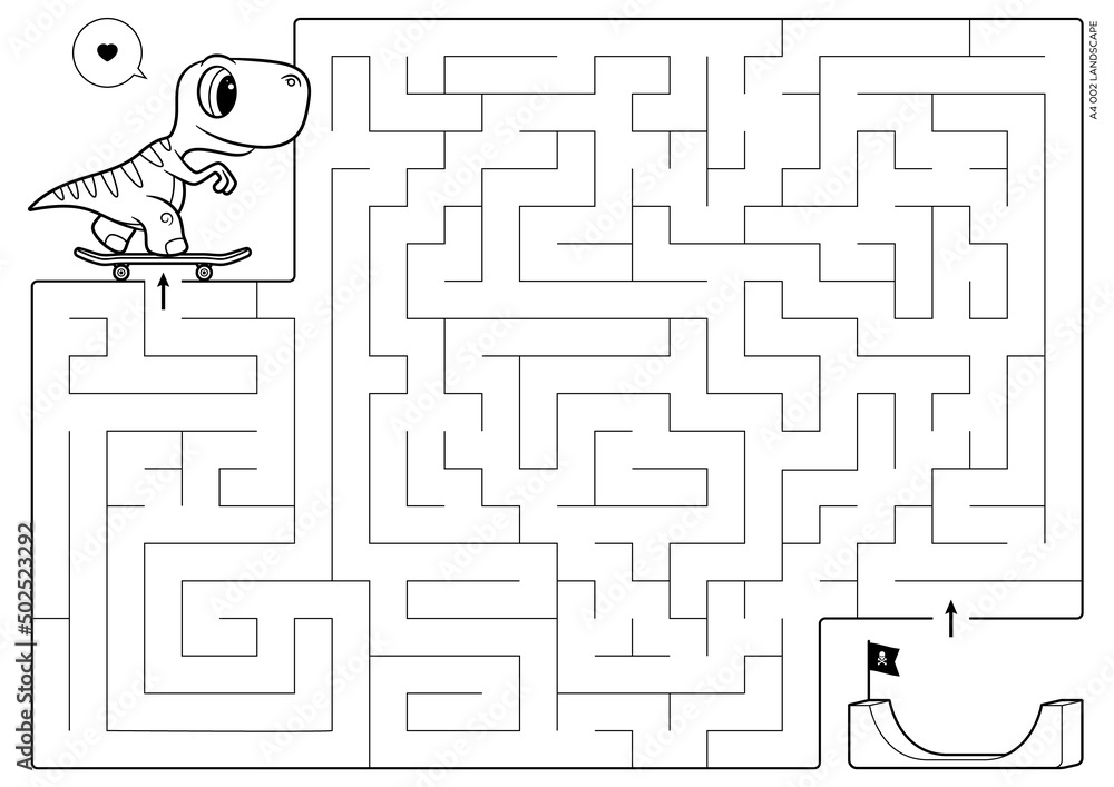 Vector black line printable maze. Format A4. Coloring book educational ...