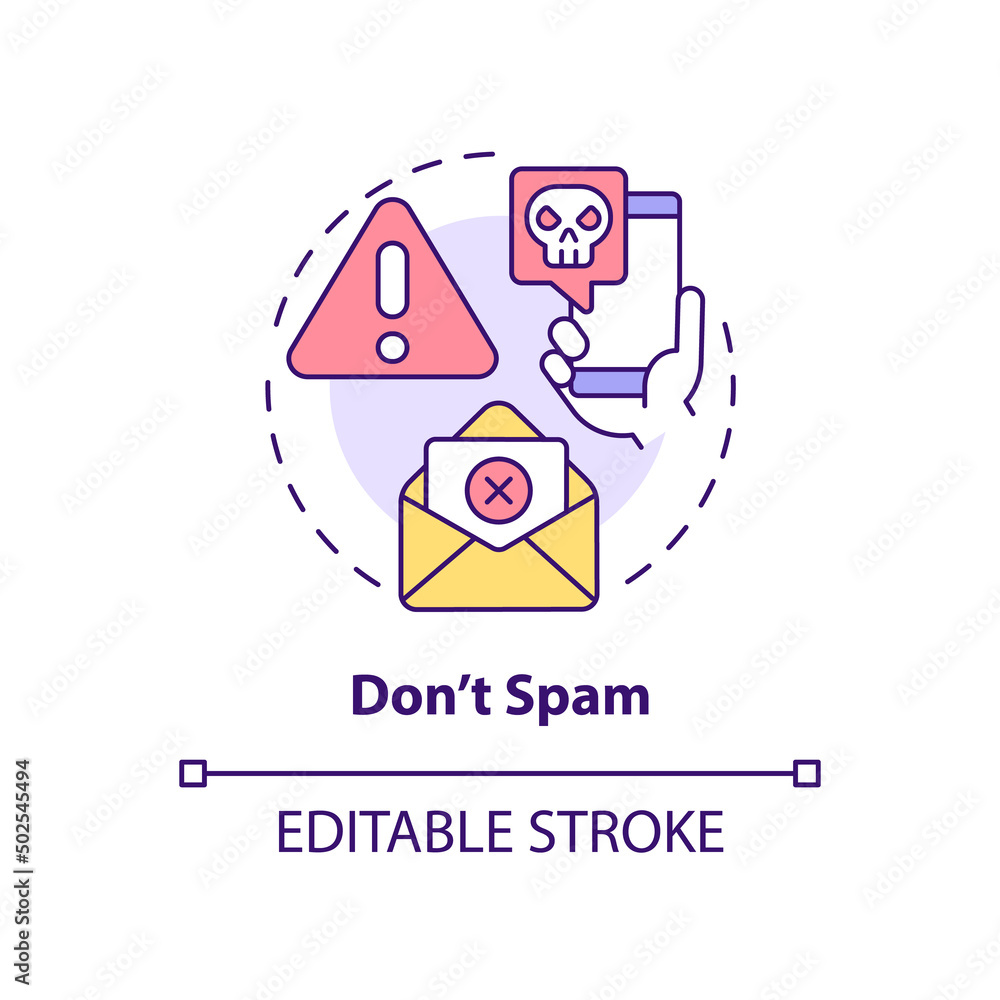Do not spam concept icon. Unwanted message. Internet communication ...