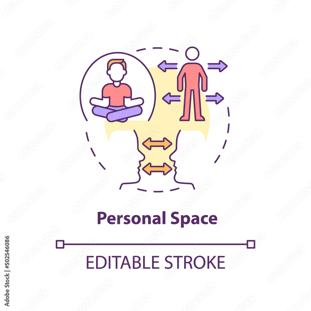 Personal space concept icon. Keep distance. Comfort zone. Social ...