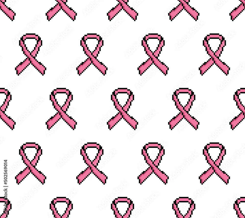 pixel ribbon Seamless Pattern vector awareness ribbon background pixel ...