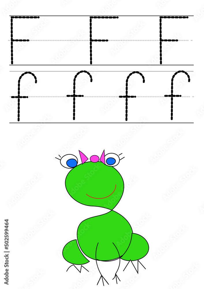 f frog alphabet word tracing exercise coloring alphabet for kids Stock ...