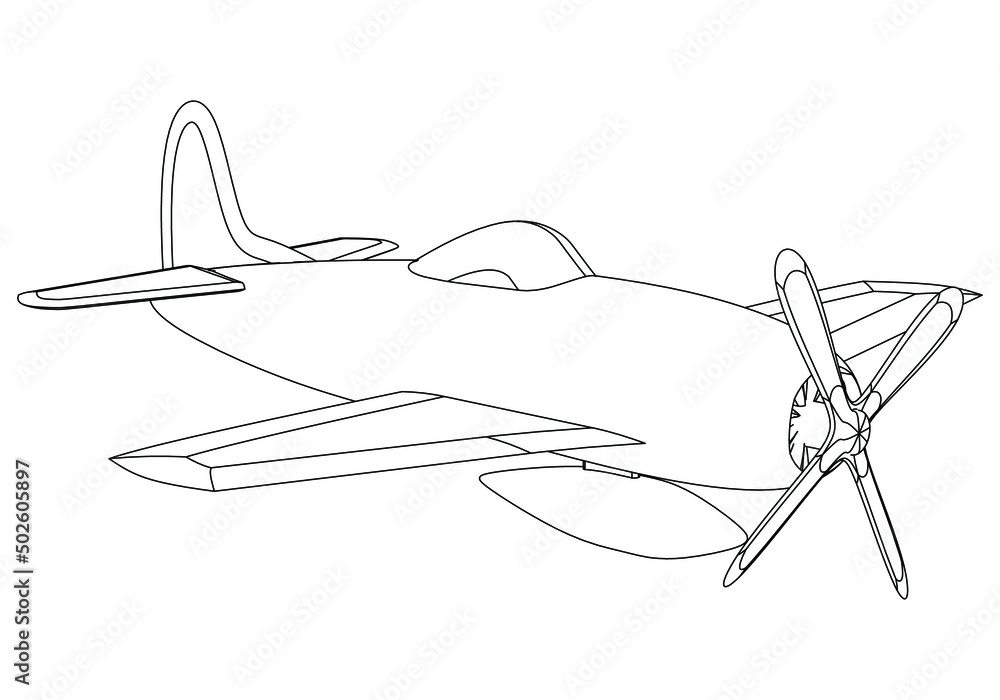 Airplane drawing line art vector illustration for coloring book ...
