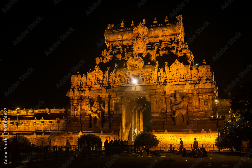 Night Time with Lightning - Tanjore Big Temple or Brihadeshwara Temple ...