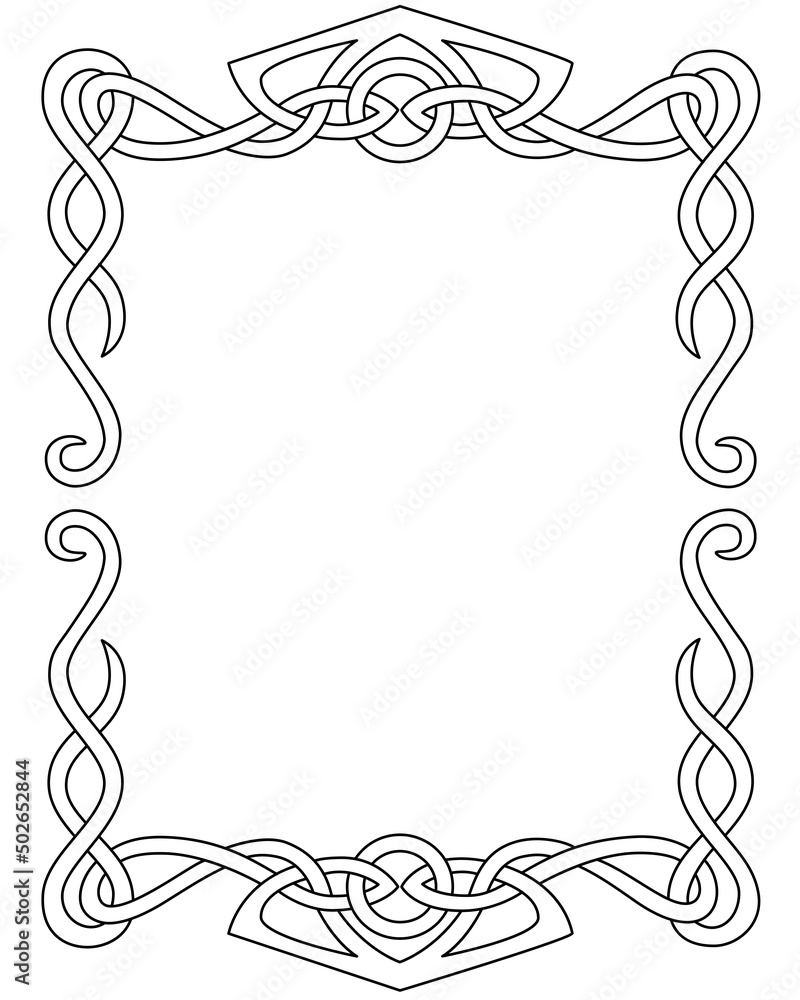 Celtic ornament frame vertical - vector linear element for coloring ...