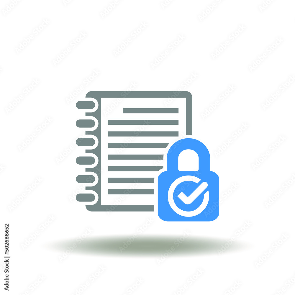 Vector illustration of binder notepad or notebook with lock and check ...
