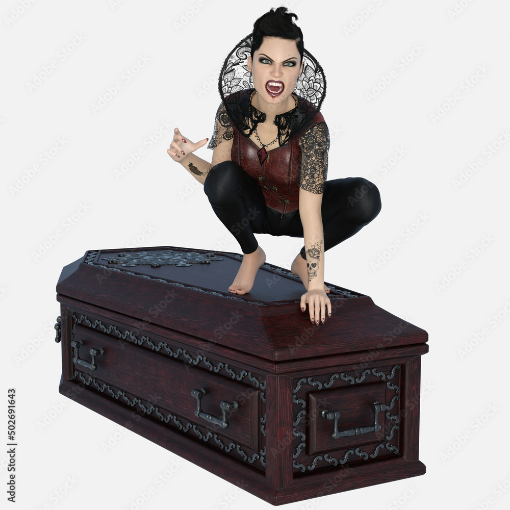 Full length portrait of Evanee, a young beautiful female woman vampire ...